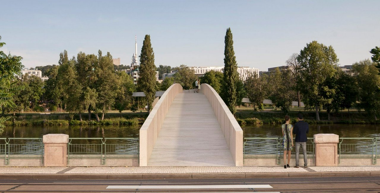 Pedestrian bridge between Prague's Holešovice and Karlín districts to ...