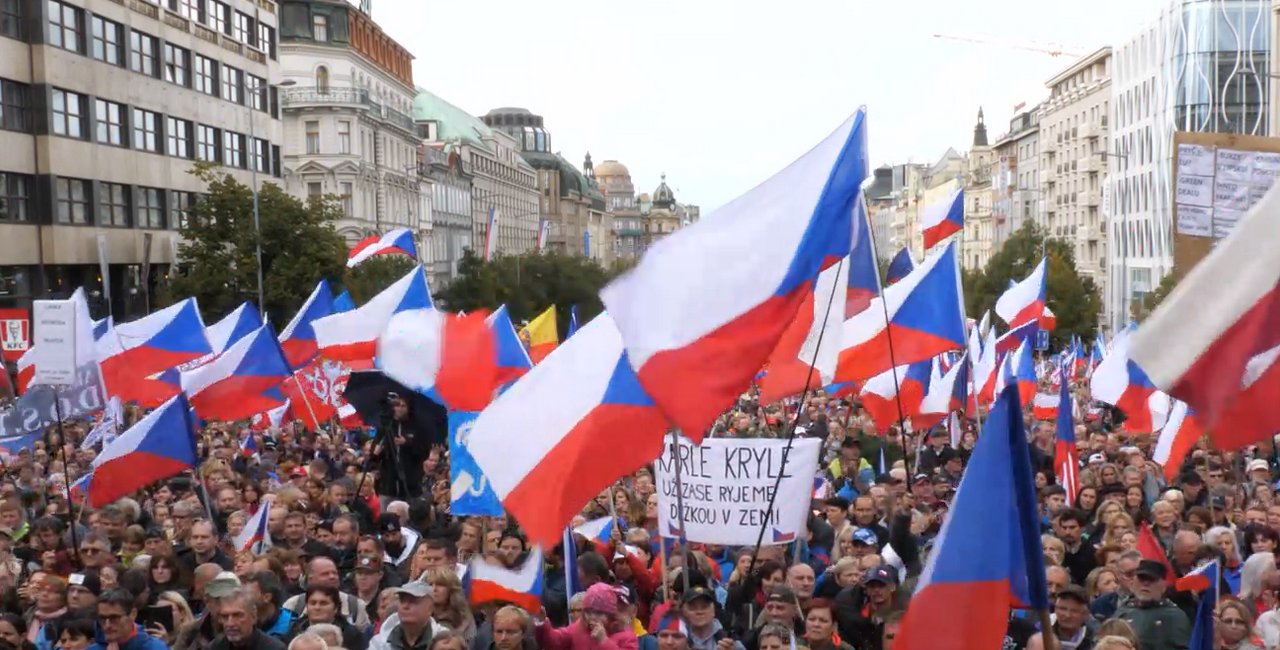 Mass anti-government protest takes place in Prague - Prague, Czech Republic