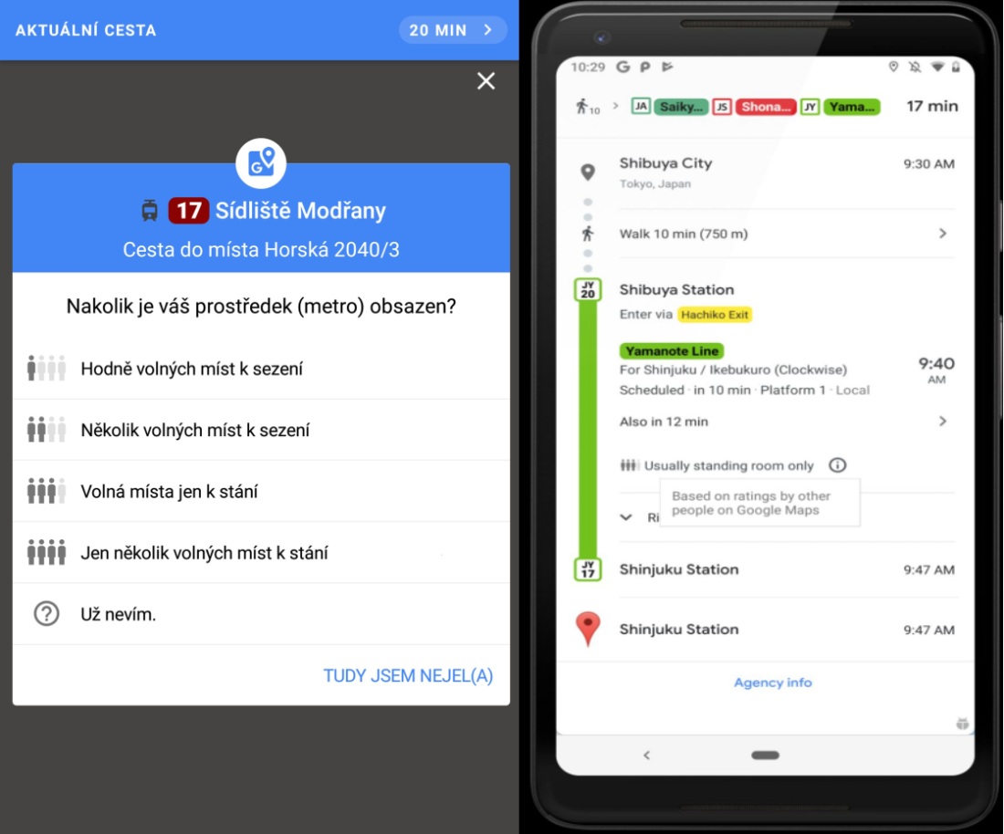 Afraid of crowds? Google Maps now shows if Prague’s trains and trams ...